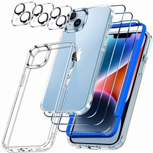 imbzbk [10 in 1 for iphone 14 plus case clear with 3 pack glass screen protector accessories 3 pack camera lens cover protective slim thin cute phone cases funda suitable with magsafe women men