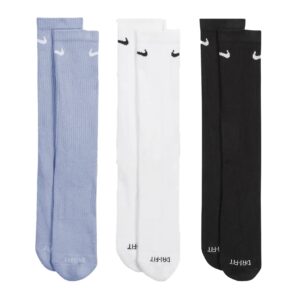 Nike Men`s Everyday Plus Cotton Cushioned Training Crew Socks 3 Pack (Multi(SX6888-922)/W, Large)