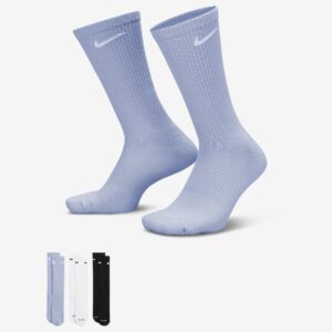 Nike Men`s Everyday Plus Cotton Cushioned Training Crew Socks 3 Pack (Multi(SX6888-922)/W, Large)