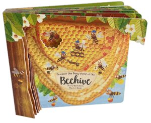 discovering the busy world of the beehive (happy fox books) board book teaches kids ages 3-6 about bees, exploring a hive with each page, plus educational facts and vocabulary words (peek inside)