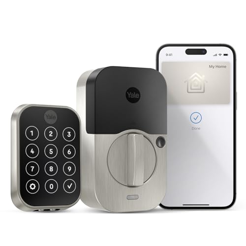 Yale Assure Lock 2 Plus Apple Home Keys (Tap to Open), Satin Nickel Wi-Fi Connected Keyless Smart Locks with Code Entry for Front Door or Back, YRD450-N-WF1-619