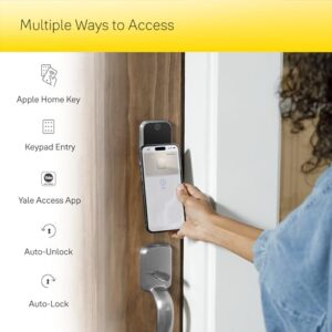 Yale Assure Lock 2 Plus Apple Home Keys (Tap to Open), Satin Nickel Wi-Fi Connected Keyless Smart Locks with Code Entry for Front Door or Back, YRD450-N-WF1-619