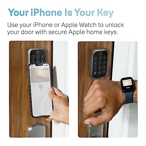 Yale Assure Lock 2 Plus Apple Home Keys (Tap to Open), Satin Nickel Wi-Fi Connected Keyless Smart Locks with Code Entry for Front Door or Back, YRD450-N-WF1-619