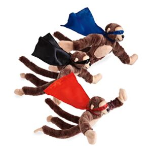 set of 3 flying flingshot howler monkeys plush toys with sound, 11.5''h