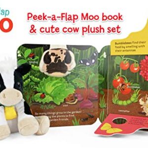 Moo Peek-a-Flap Gift Set: Includes Lift-A-Flap Board Book and Cuddly Plush Toy Friend for Birthdays, Baby Showers, Christmas and Easter Basket Stuffers