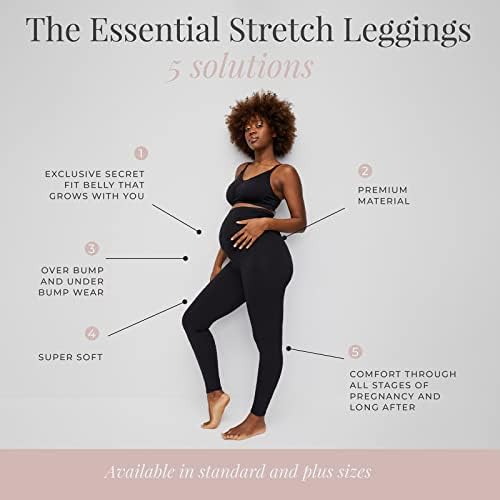 Motherhood Maternity Women's Essential Stretch Crop Secret Fit Over The Belly Pregnancy Legging, black/black 2 pack, 3X