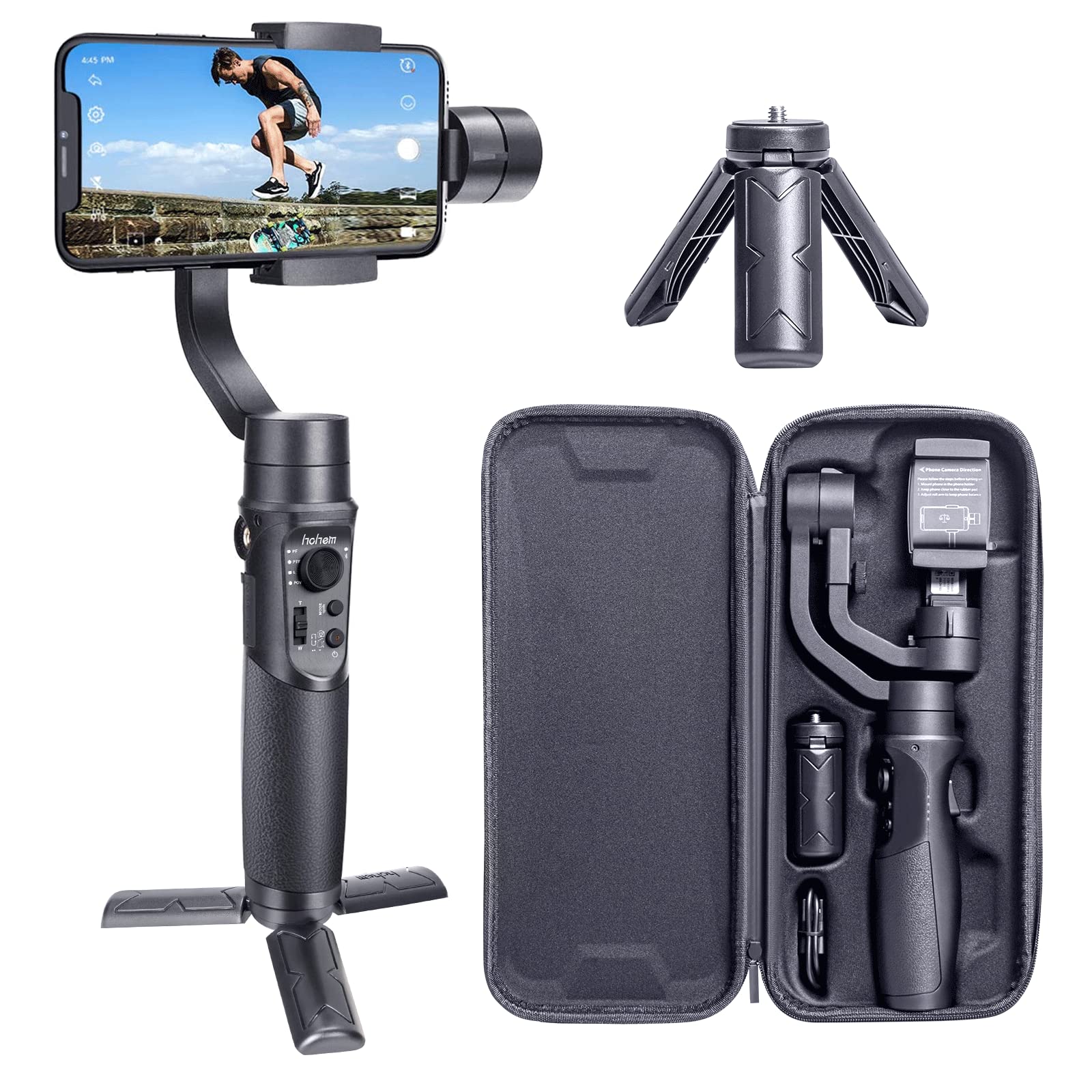 Hohem iSteady Mobile+ 3-Axis Gimbal Stabilizer for iPhone 14/13/12/11/mini/Plus/Pro/Max & Android Smartphones, Supports Inception/Face Tracking/Sports Mode Hohem Joy App (iSteady Mobile Plus)