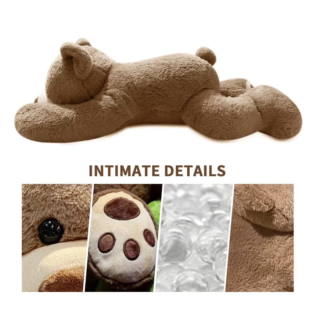 Fiosnow Weighted Stuffed Animals Brown Bear for Adults 3.5lbs 24" Weighted Plush Bear for Kids Throw Pillow Super Cute Kawaii Plush Toys Great Gifts for Birthday