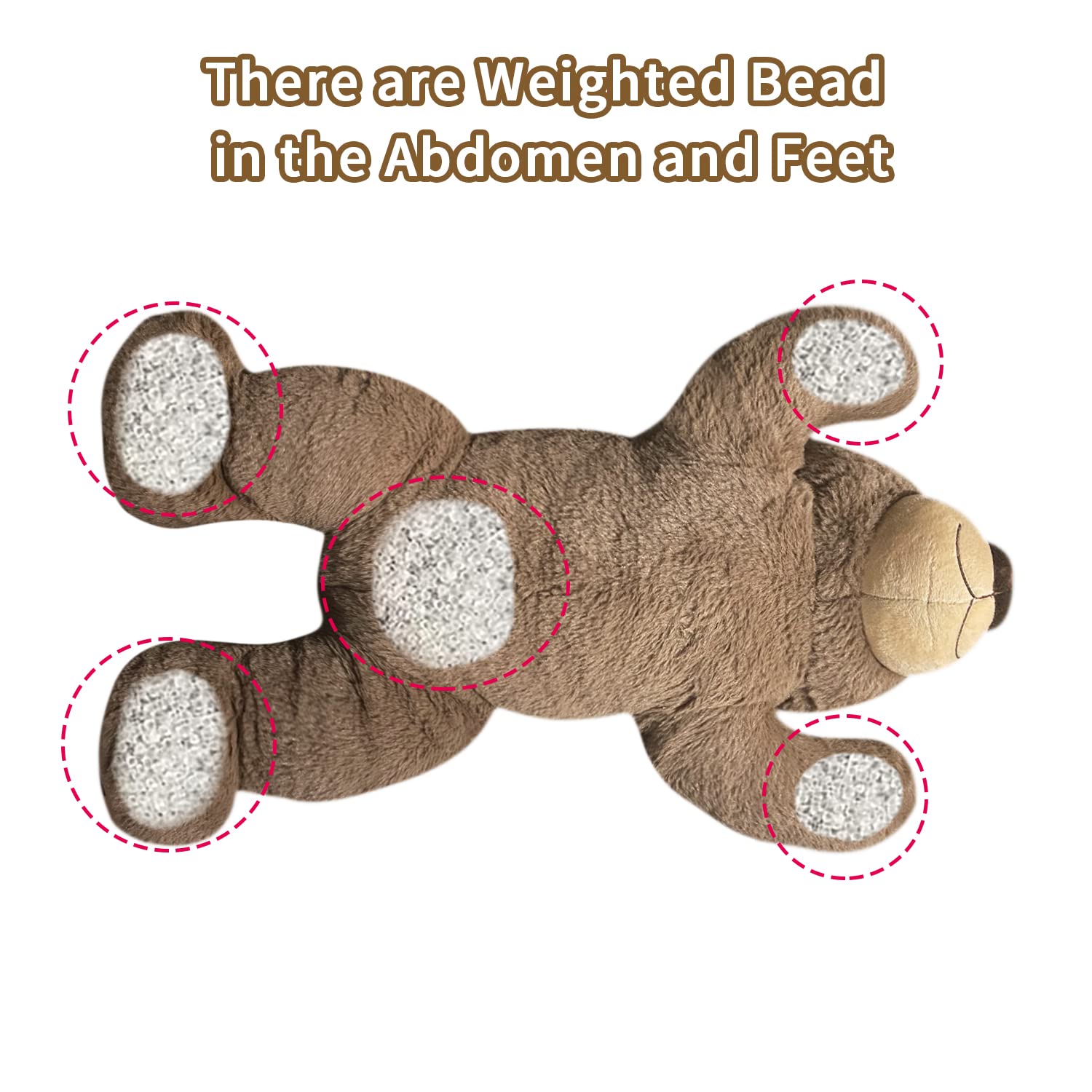 Fiosnow Weighted Stuffed Animals Brown Bear for Adults 3.5lbs 24" Weighted Plush Bear for Kids Throw Pillow Super Cute Kawaii Plush Toys Great Gifts for Birthday