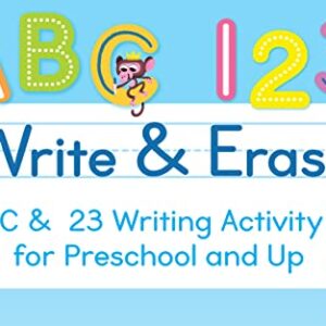 Write & Erase ABC and 123: Wipe Clean Writing & Tracing Workbook Skills for Preschool Kids and Up Ages 3-5: Includes Letter and Number Tracing, Early ... Erase Marker & Bonus Restickable Stickers.