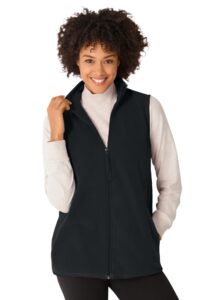 woman within plus size zip-front microfleece vest long fleece vest - 3x, black