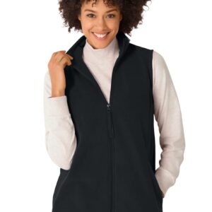 Woman Within Plus Size Zip-Front Microfleece Vest Long Fleece Vest - 3X, Black