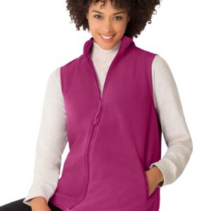 Woman Within Plus Size Zip-Front Microfleece Vest Long Fleece Vest - 3X, Black