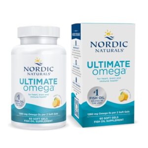 nordic naturals ultimate omega, lemon flavor - 60 soft gels - 1280 mg omega-3 - high-potency omega-3 fish oil supplement with epa & dha - promotes brain & heart health - non-gmo - 30 servings