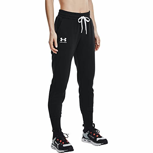 Under Armour Womens Rival Fleece Joggers, Black (001)/White, 3X