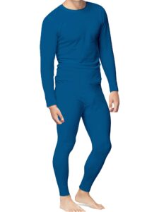 place and street men’s cotton thermal underwear set shirt pants long johns (royal blue, x-large)