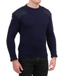 flanders fields british commando sweater - military wool sweaters woolly pully crew neck navy blue