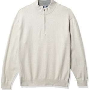 Cutter & Buck Men's Cotton-Rich Classic Lakemont Anti-Pilling Half-Zip Sweater, Oatmeal Heather, 4X-Big