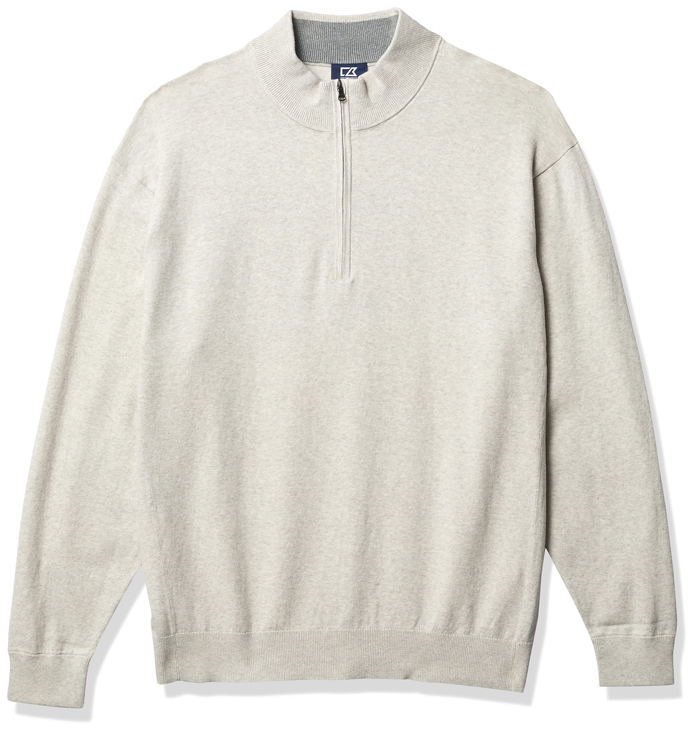 Cutter & Buck Men's Cotton-Rich Classic Lakemont Anti-Pilling Half-Zip Sweater, Oatmeal Heather, 4X-Big