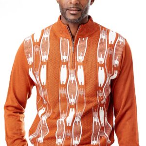 STACY ADAMS Men's Sweater, Vertical Neo Chain Front Design (4XL, PERSIMMON)