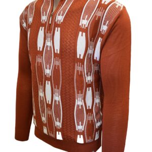 STACY ADAMS Men's Sweater, Vertical Neo Chain Front Design (4XL, PERSIMMON)