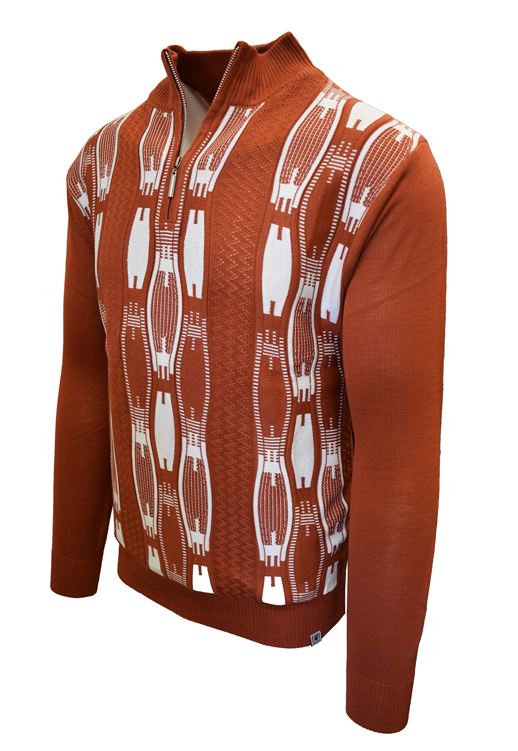 STACY ADAMS Men's Sweater, Vertical Neo Chain Front Design (4XL, PERSIMMON)