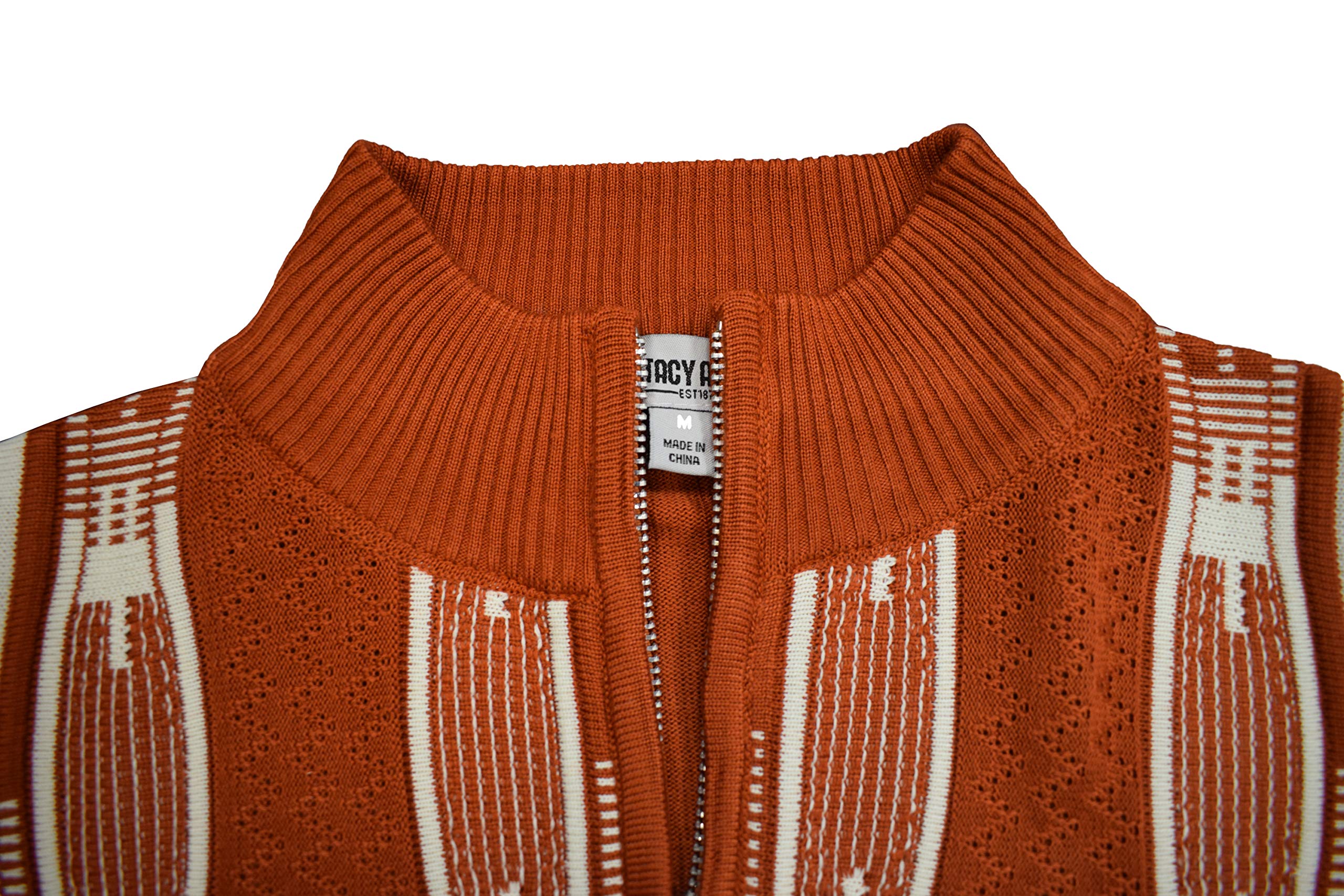 STACY ADAMS Men's Sweater, Vertical Neo Chain Front Design (4XL, PERSIMMON)