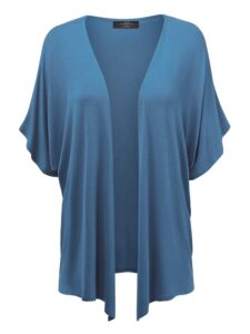 mbj wsk1310 women's kimono style short sleeve dolman cardigan xxxl denim