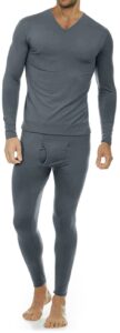 thermajohn long johns thermal underwear for men v neck fleece lined base layer set for cold weather (x-large, charcoal)