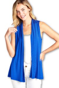 women's sleeveless extra soft viscose made from bamboo layering casual cardigan vest - made in usa (3x-large, royalblue)