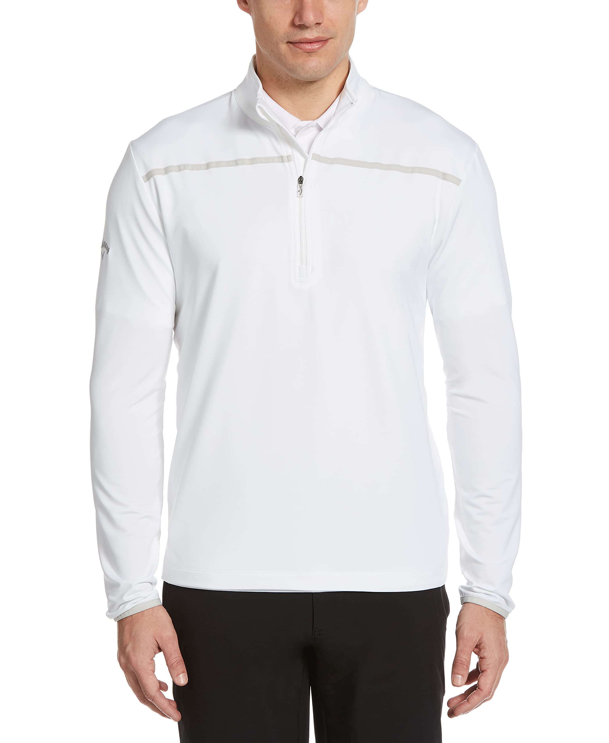 Callaway Men's Weather Series ¼ Zip Mock Neck Pullover For Men, Extended Sizes, Men’S Performance Apparel (Sizes Small-4Xl Big & Tall), White, 4X-Large