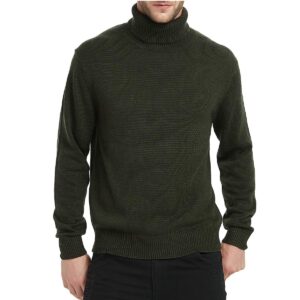 kallspin men's turtle neck sweaters wool blended mid-weight long sleeve high neck pullover sweaters(dark green,4x-large)