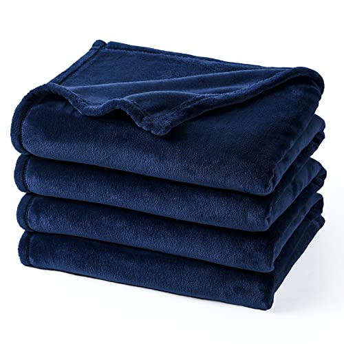 PHF Ultra Soft Fleece Blanket Queen Size, No Shed No Pilling Luxury Plush Cozy 300GSM Lightweight Blanket for Bed, Couch, Chair, Sofa Suitable for All Season, 90" x 90", Navy Blue