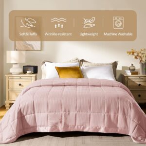 downluxe King Size Blanket with Satin Trim, Lightweight Down Alternative King Blanket for All Season, Machine Washable (Baby Pink, 90x108 Inch)