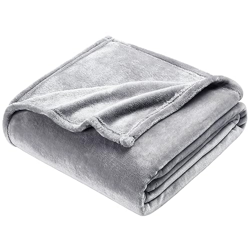 DREAMNINE Extra Soft Plush Fleece Throw Blanket for Couch Sofa 50" x 60", Decorative Solid Lightweight Velvet Blanket for Chair, Cozy Accent Shaggy Minky Fuzzy Flannel Blanket for Bedroom Dorm, Grey