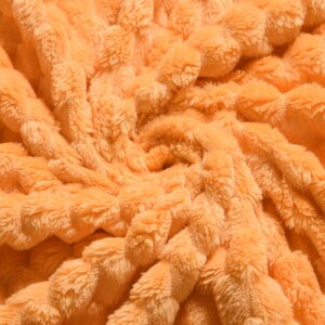 Vessia Flannel Fleece Throw Blanket(50x70 inch), 3D Jacquard Light Orange Fuzzy and Warm Blanket for Couch,Sofa,Bed,Chair, 300GSM Super Soft Touch Cozy Lightweight Throw for All-Season Home Decor