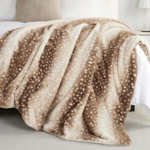 Cozy Bliss Luxury Faux Fur Throw Blanket Animal Striped Print, Non Shedding Double Sided Sherpa Blankets Super Soft Fluffy Thick Warm Throws Home Decor for Couch Bed Sofa Women (Brown, 50x60 Inches)