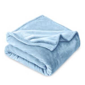 microplush fleece blanket - full/queen blanket - light blue - lightweight soft blanket for bed, sofa, couch, camping, and travel - ultra soft warm blanket (full/queen, light blue)