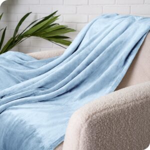 Microplush Fleece Blanket - Full/Queen Blanket - Light Blue - Lightweight Soft Blanket for Bed, Sofa, Couch, Camping, and Travel - Ultra Soft Warm Blanket (Full/Queen, Light Blue)