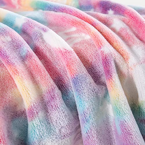 QSTEHEML Glow in The Dark Unicorn Throw Blanket for Boys Girls, Luminous Rainbow Blanket Birthday for Toddler Kids, Cozy Soft Fluffy Flannel Fleece Nap Sleep Blankets, 50" x 60"