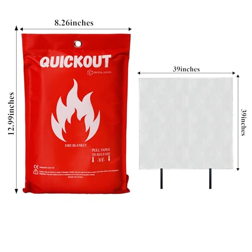 C CRYSTAL LEMON Fire Blanket Kitchen, Fire Blanket Fire Suppression Blanket, Fire Blanket Emergency, Emergency Survival Safety Cover for Kitchen, Fire Blankets Emergency for Home