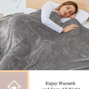 Heated Blanket 72'' x 84'' Full Size, Fast Heating Soft Flannel Blanket for Bed Full-Body Coverage 4 Heating Levels & 10 Hours Timer Settings, Machine Washable, Grey