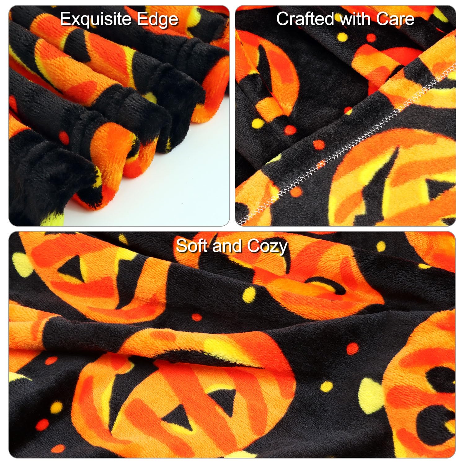 YISUMEI Halloween Blanket, Soft and Cozy Reversible Jack O Lantern Pumpkin Pattern Throw, Spooky Funny Horror Ambiance Sense Decor (50x60 Inches)