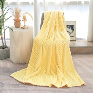 Bnuitland Light Yellow Flannel throw blanket (50X70 inches), 300 GSM Fleece Cozy Warm Soft home decor Lightweight Bed Sofa Blanket for Adults, Suitable for All Seasons.