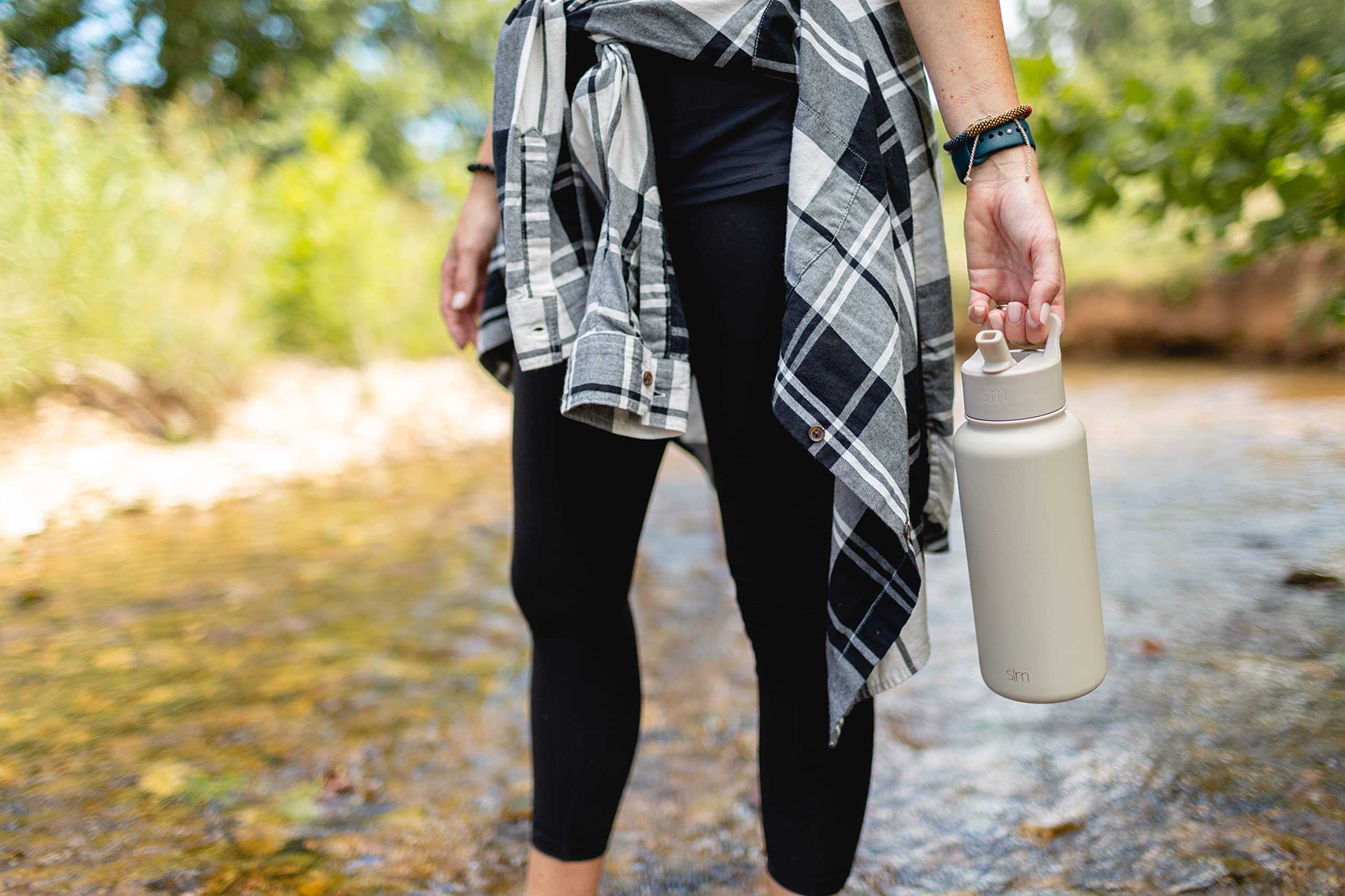 Simple Modern Insulated Straw Lid - Fits All Summit and Hydro Flask Wide Mouth Water Bottle Sizes - Insulated Splash Proof Cap for 10-128 oz - Almond Birch