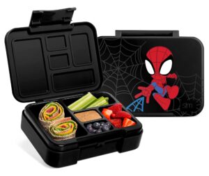 simple modern marvel spider-man bento lunch box for kids | bpa free, leakproof, dishwasher safe | lunch container for boys, toddlers | porter collection | 5 compartments | spidey kid