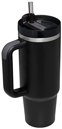 Stanley Quencher H2.0 FlowState Stainless Steel Vacuum Insulated Tumbler with Lid and Straw for Water, Iced Tea or Coffee, Smoothie and More, Black , 30 oz