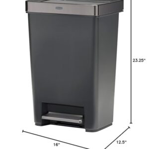 Rubbermaid Premier Series IV Step-On Trash Can for Home and Kitchen, with Stainless Steel Lid, 13 Gallon, Charcoal