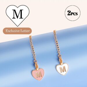 OriJoy Letter Charm Accessories for Stanley Cup, 2PCS Name ID Letter Handle Charm for Stanley/Simple Modern Tumbler, Heart Shape Initial Identification Pendant（M）