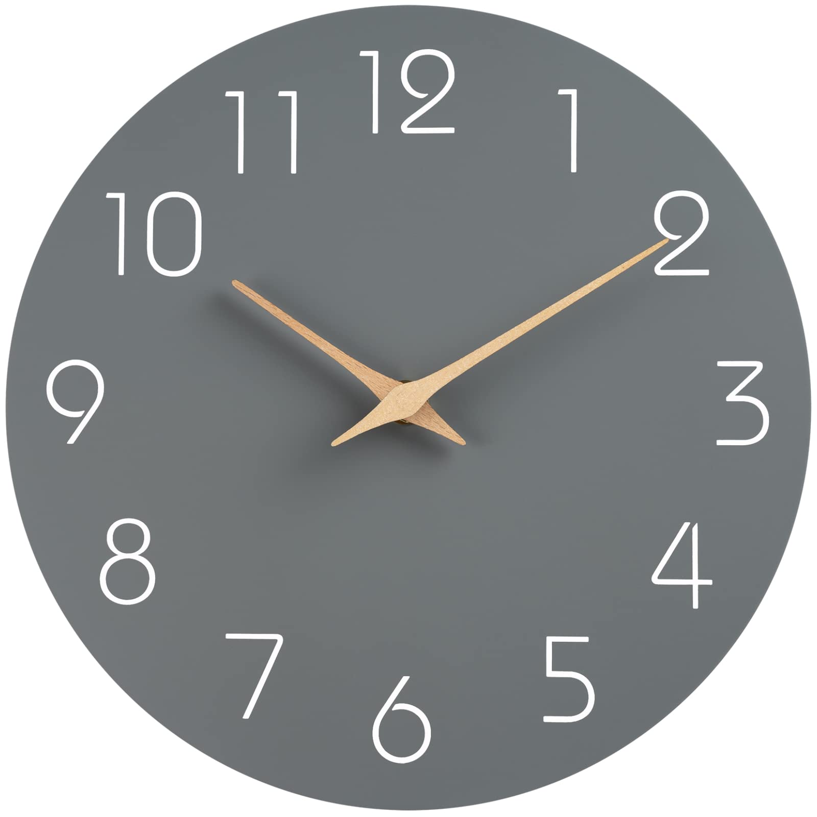 Mosewa Wall Clock Silent Non-Ticking Wall Clocks Battery Operated - 10 Inch Wood Modern Simple Clock Decorative for Kitchen, Bedroom, Bathroom, Office, Living room (Gray)